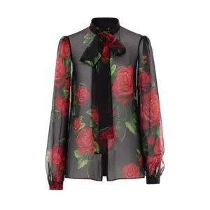Dolce & Gabbana Roses Print Blouse - Black