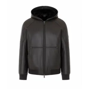 Moose Knuckles Neo Leather Hood Jacket - Black