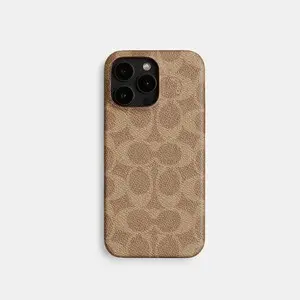 COACH OUTLET Iphone 16 Pro Max Case In Signature Canvas - Tan