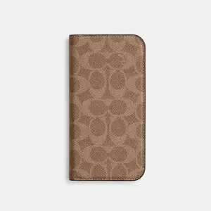 COACH OUTLET Iphone 16 Pro Folio In Signature Canvas - Tan