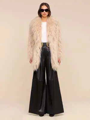 L'Agence Chelsy Leather Wide-leg Pants