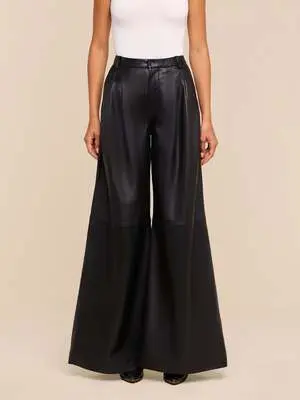 L'Agence Chelsy Leather Wide-leg Pants