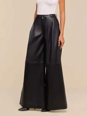 L'Agence Chelsy Leather Wide-leg Pants