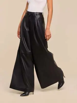 L'Agence Chelsy Leather Wide-leg Pants