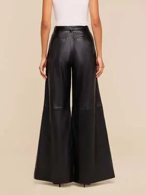 L'Agence Chelsy Leather Wide-leg Pants