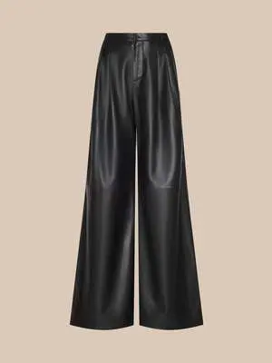 L'Agence Chelsy Leather Wide-leg Pants