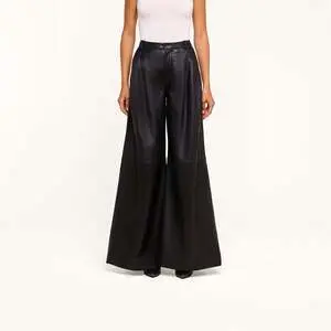 L'Agence Chelsy Leather Wide-leg Pants