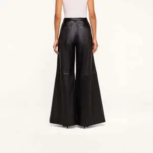 L'Agence Chelsy Leather Wide-leg Pants