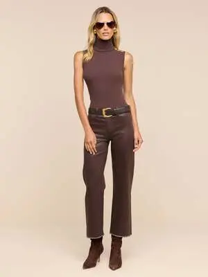 L'Agence Wanda Coated Cropped Wide-leg Jean