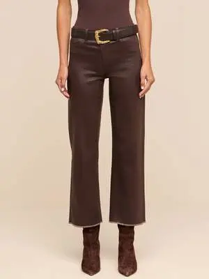 L'Agence Wanda Coated Cropped Wide-leg Jean