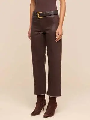 L'Agence Wanda Coated Cropped Wide-leg Jean