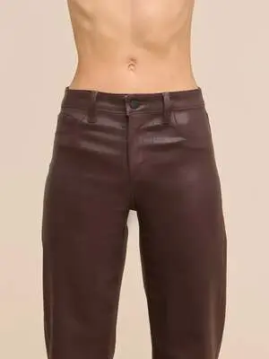 L'Agence Wanda Coated Cropped Wide-leg Jean