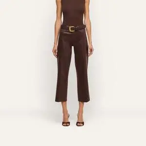 L'Agence Wanda Coated Cropped Wide-leg Jean - Dark Java Coated