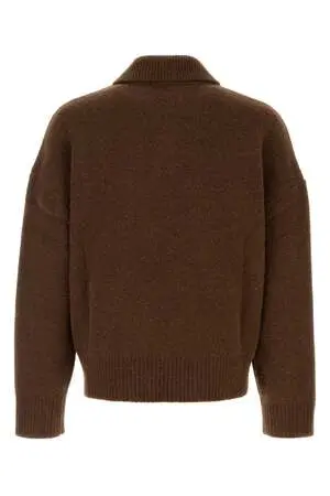 AMI Paris Chocolate Stretch Alpaca Blend Polo Shirt