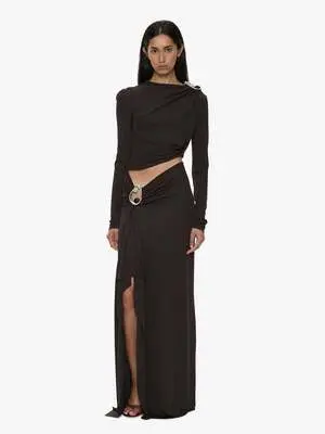 Christopher Esber Orica Crystal Ruched Long Sleeve Top