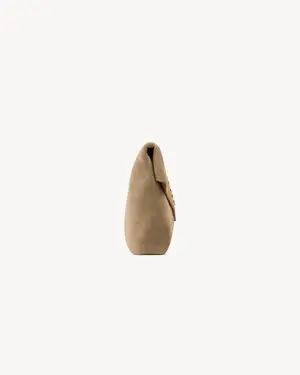 Saint Laurent Cassandre Large Envelope Pouch In Suede In Beige