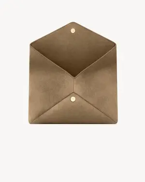 Saint Laurent Cassandre Large Envelope Pouch In Suede In Beige
