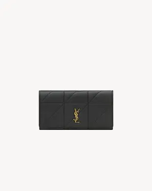 Saint Laurent Jamie Large Flap Wallet In Lambskin - Black