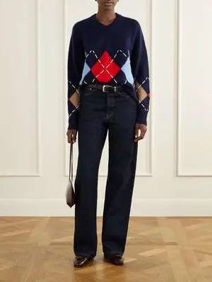 Arch4 Sloane Embroidered Argyle Cashmere Sweater