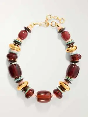 LIZZIE FORTUNATO Carmine Gold-tone Beaded Necklace - Multi
