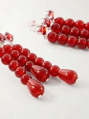 Completedworks Weeping Willow Beaded Silver-plated Agate And Zirconia Earrings