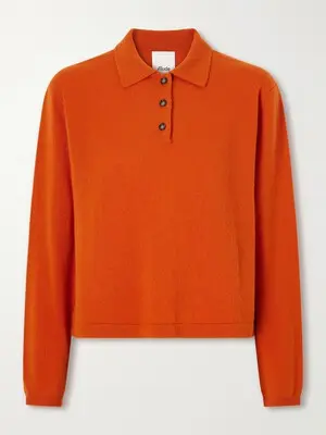 ALLUDE Cashmere Polo Sweater - Orange