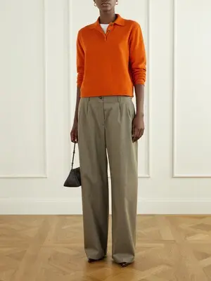 ALLUDE Cashmere Polo Sweater - Orange