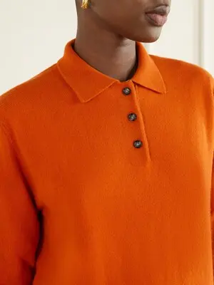 ALLUDE Cashmere Polo Sweater - Orange