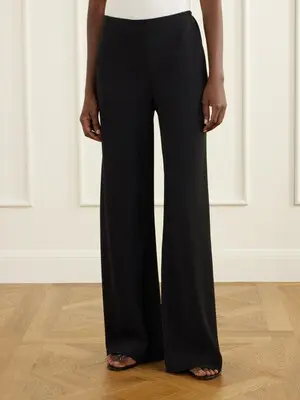 Staud Stroll Crepe Wide-leg Pants - Black