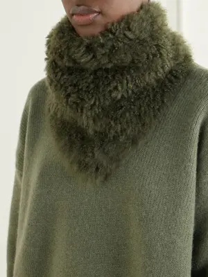 YVES SALOMON Shearling And Wool Scarf