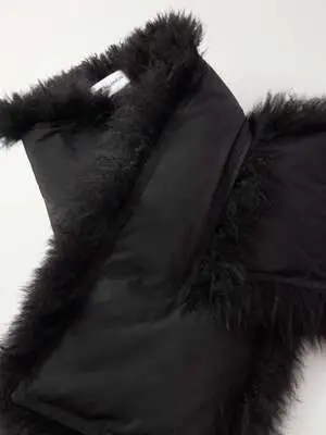 YVES SALOMON Leather And Shearling Scarf
