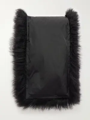 YVES SALOMON Leather And Shearling Scarf - Black
