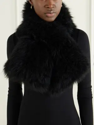 YVES SALOMON Leather And Shearling Scarf