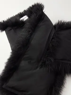 YVES SALOMON Leather And Shearling Scarf