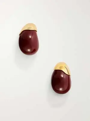 LIZZIE FORTUNATO Toro Gold-plated Enamel Earrings - Brown