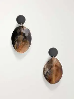 Completedworks Time Will Say Nothing But "i Told You So" Silver-plated Agate Earrings - Black