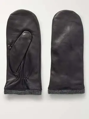 Arch4 Basil Leather And Cashmere Gloves - Black