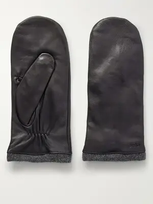 Arch4 Basil Leather And Cashmere Mittens - Black