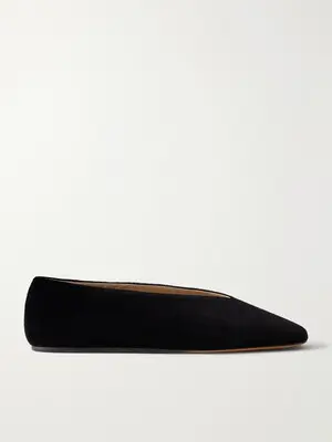 Le Monde Beryl Olympia Cotton-velvet Flats - Black