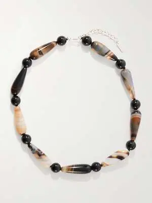 Completedworks The Depths Of Time Beaded Silver-plated Agate Necklace