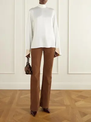 Stella McCartney Tie-detailed Satin Blouse - Neutrals