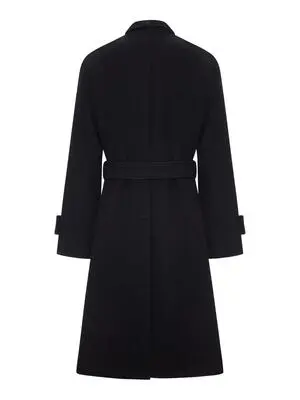 Tagliatore Double-breasted Cloth Coat With Belt - Black