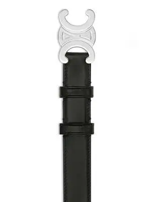 Celine Medium Triomphe Belt In Taurillon Schwarz Leather