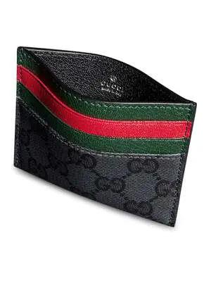 Gucci Card Holder With Card Slots And Web Ribbon