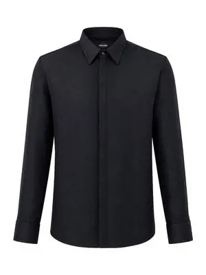Giorgio Armani Giorgio`s Hammered Silk Satin Shirt - Black