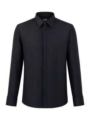 Giorgio Armani Giorgio`s Hammered Silk Satin Shirt - Black