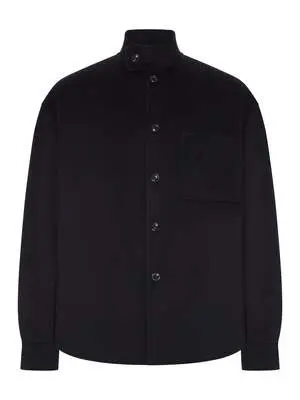 Giorgio Armani Cloth Shirt Jacket With High Collar - Black