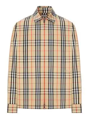 Burberry Check Cotton And Linen Overshirt - Cream