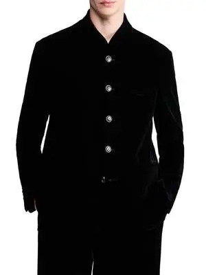 Giorgio Armani Smooth Viscose And Cupro Velvet Blazer