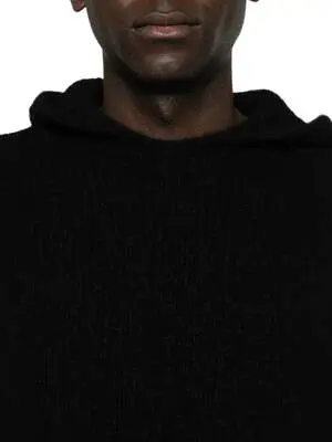 Rick Owens Oversized Hooded Sweater In Cashmere And Silk Blend - Black